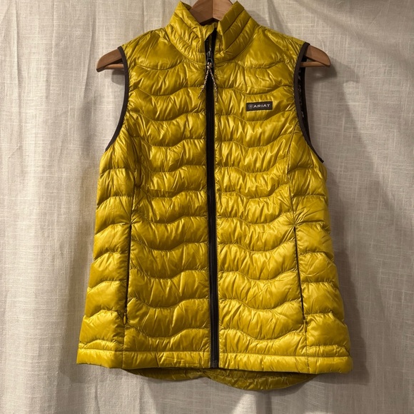 Ariat | Jackets & Coats | Ariat Yellow Ideal Down Puffer Vest With Camo ...